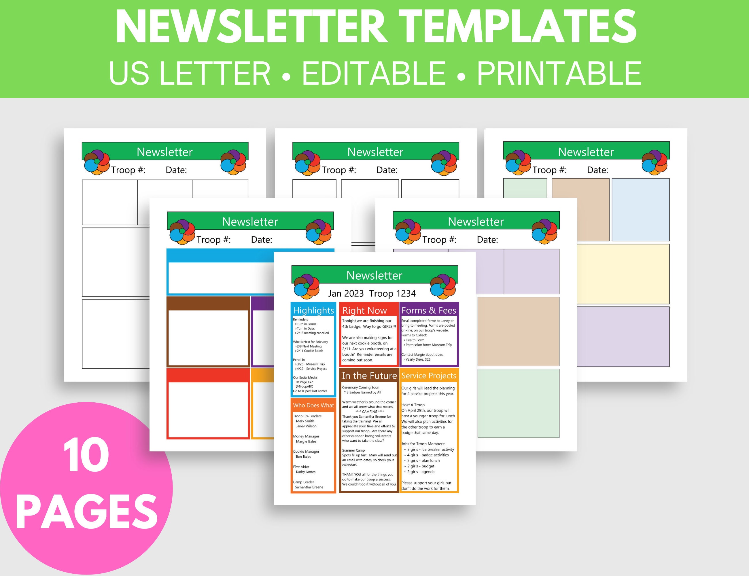 Scout Troop Newsletter Template/meeting Handout for Scout - Etsy