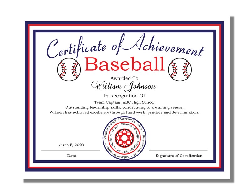 Baseball Certificate Template for Awards, Support Great Athletes With ...