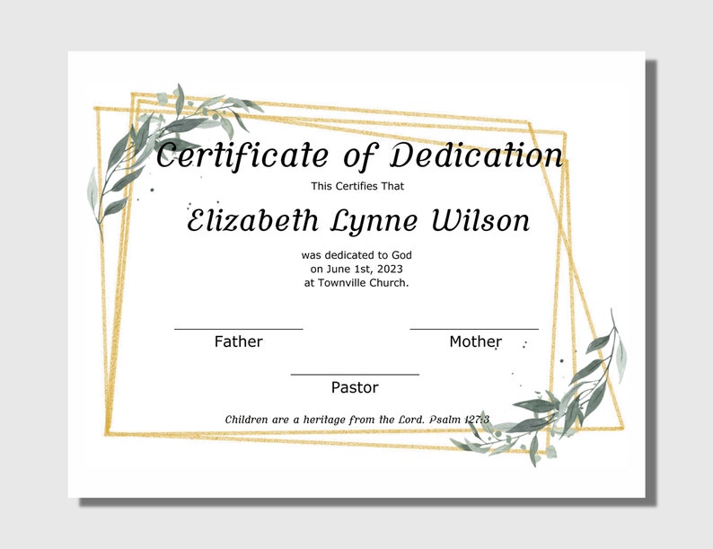 Christening Certificate Template, Christening Keepsake, Editable ...