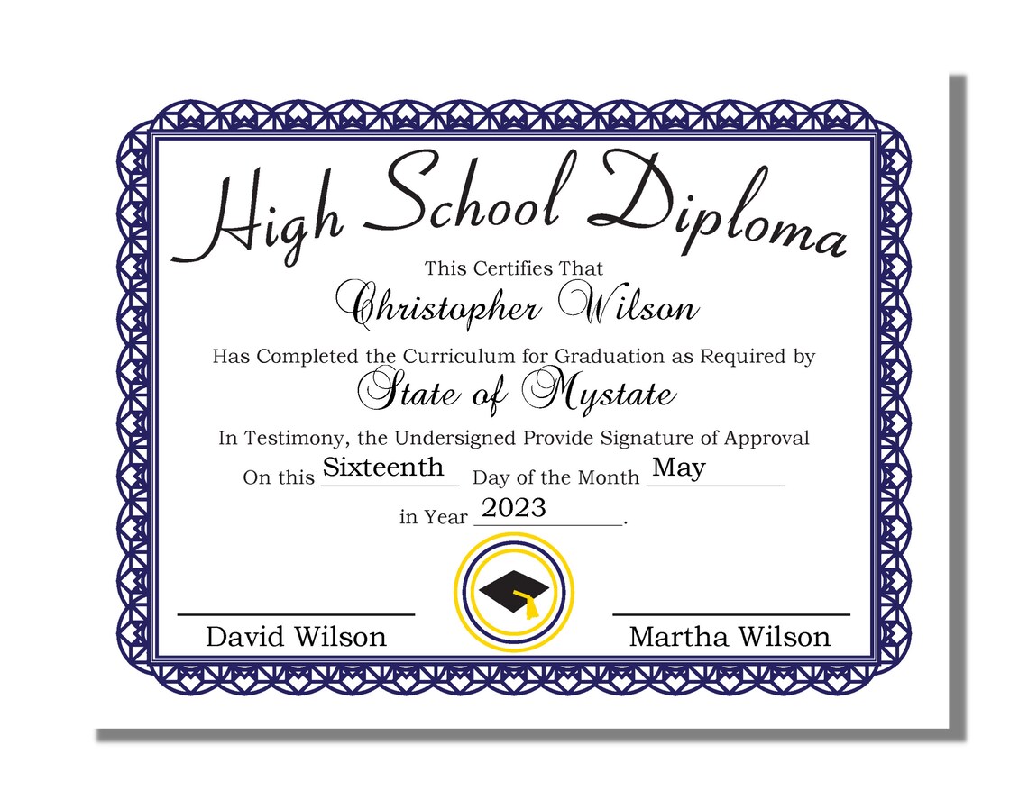 Editable Homeschool Diploma Template: Printable High School Certificate ...