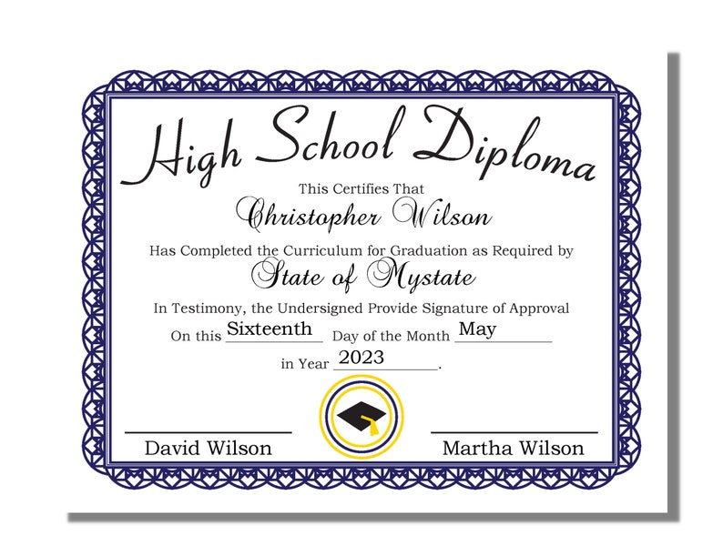 Editable Homeschool Diploma Template: Printable High School Certificate ...