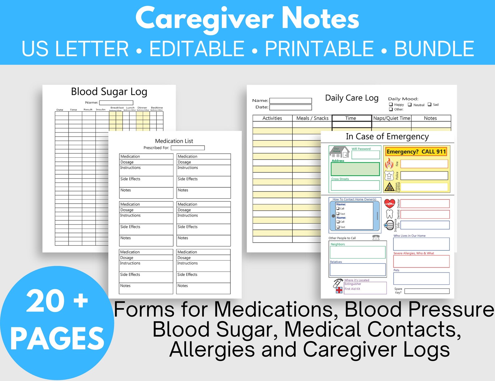 Daily Caregiver Notes, Caregiver Binder for Notes. Track Meals ...