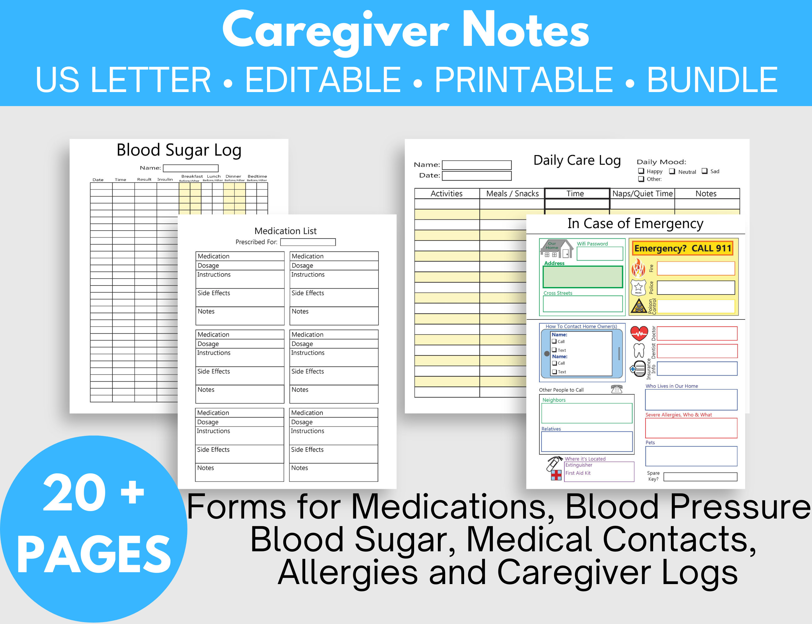 Daily Caregiver Notes, Caregiver Binder for Notes. Track Meals ...