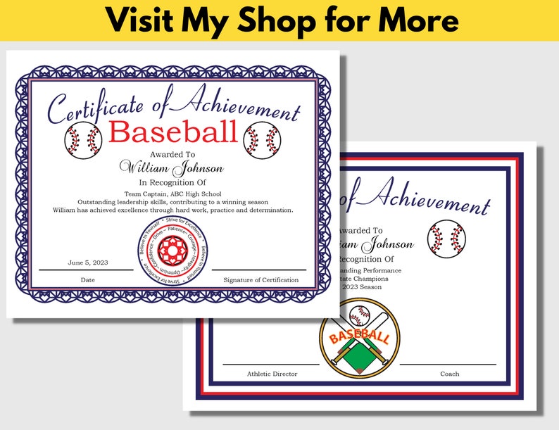 Baseball Certificate Template for Awards, Support Great Athletes With ...