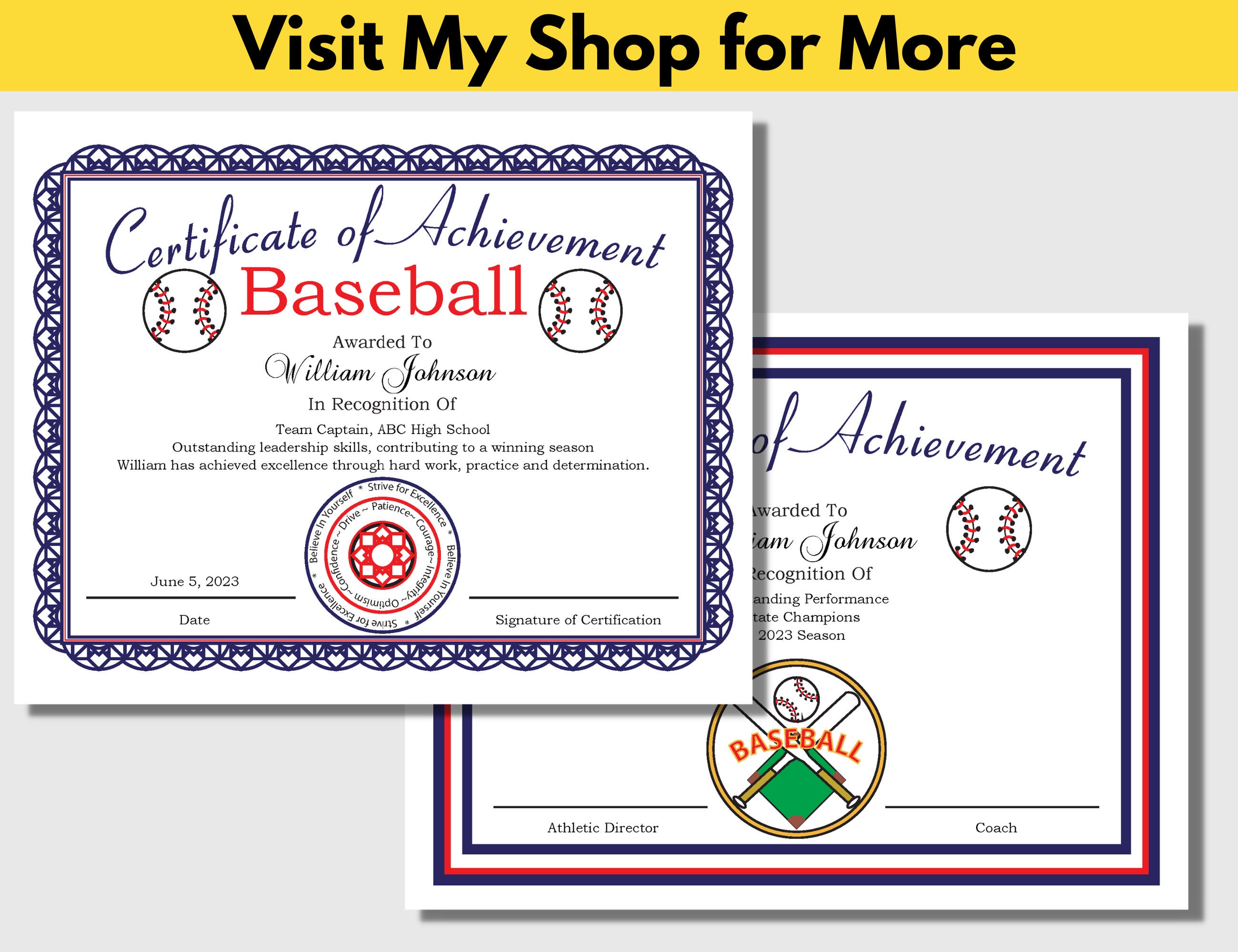 Baseball Certificate Template for Baseball Awards, Editable Baseball ...