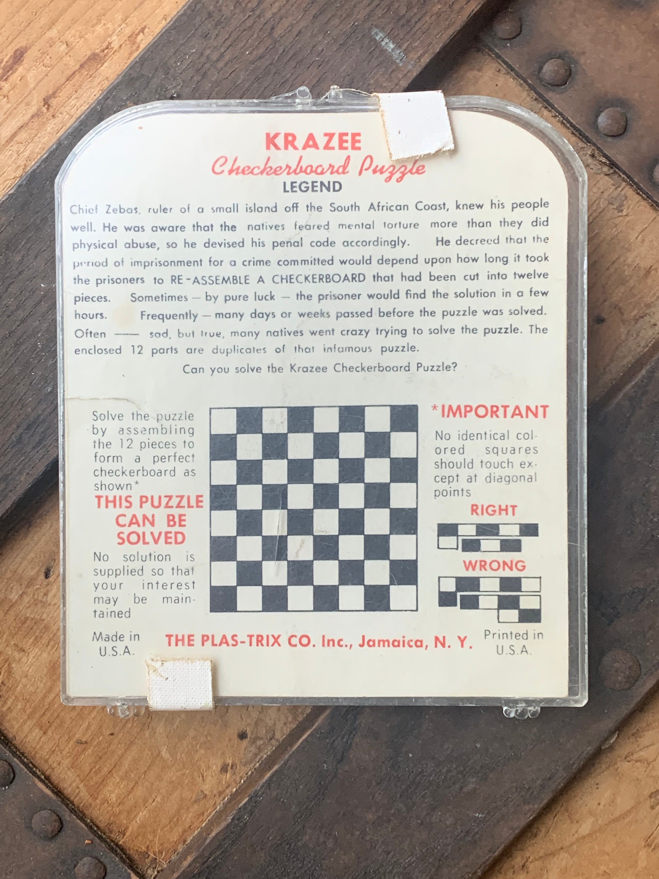 12 Piece Checkerboard Puzzle