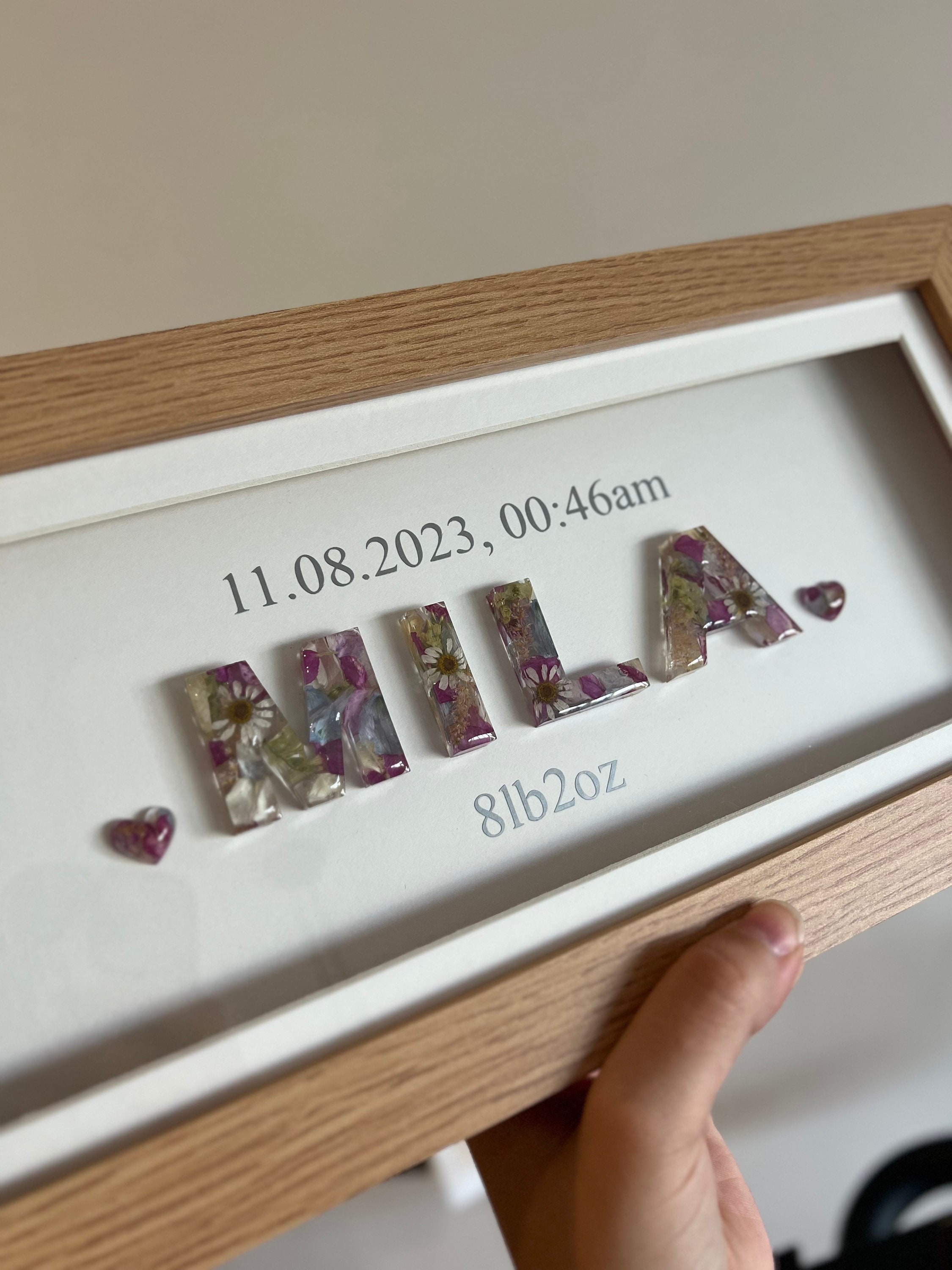 Personalised Name Frame With Real Flowers - Flower Preservation, New ...
