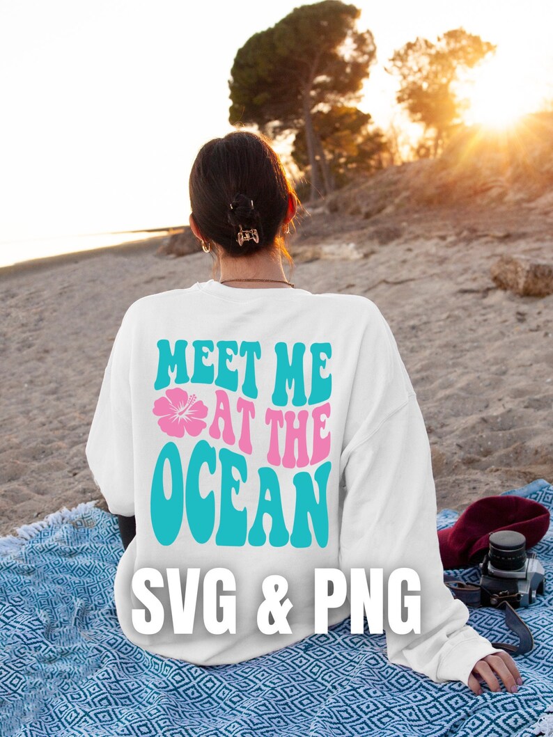 Retro Beach Svg, Preppy Aesthetic Svg, Meet Me at the Ocean, Retro Wavy ...