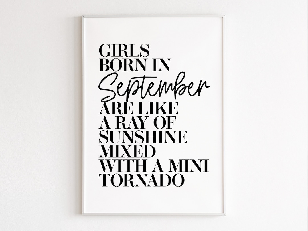 Girls Born in September, Printable Wall Art, Digital Download, Birthday ...