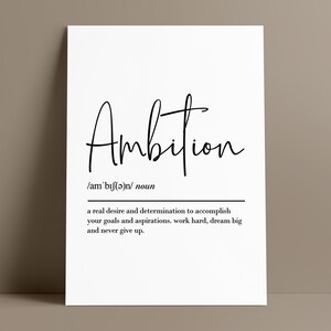 Ambition Definition, Printable Wall Art, Digital Download, French ...