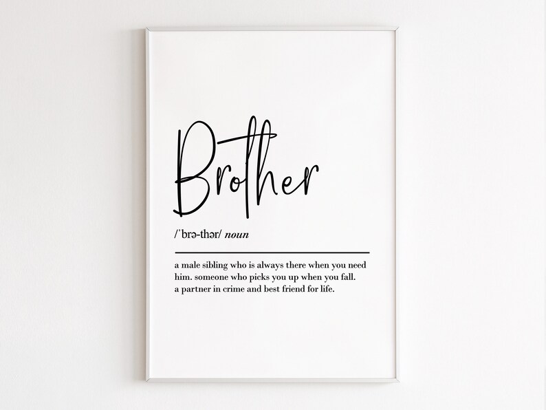 Brother Definition, Printable Wall Art, Digital Download, Brother Gift ...