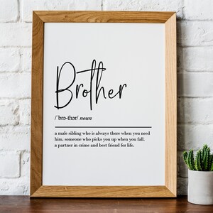 Brother Definition, Printable Wall Art, Digital Download, Brother Gift ...