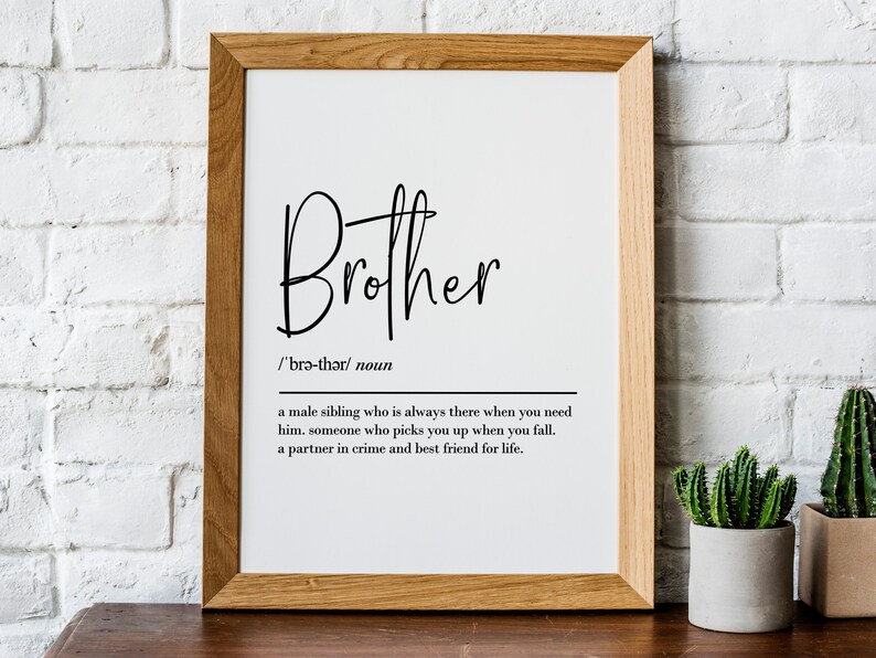 Brother Definition, Printable Wall Art, Digital Download, Brother Gift ...