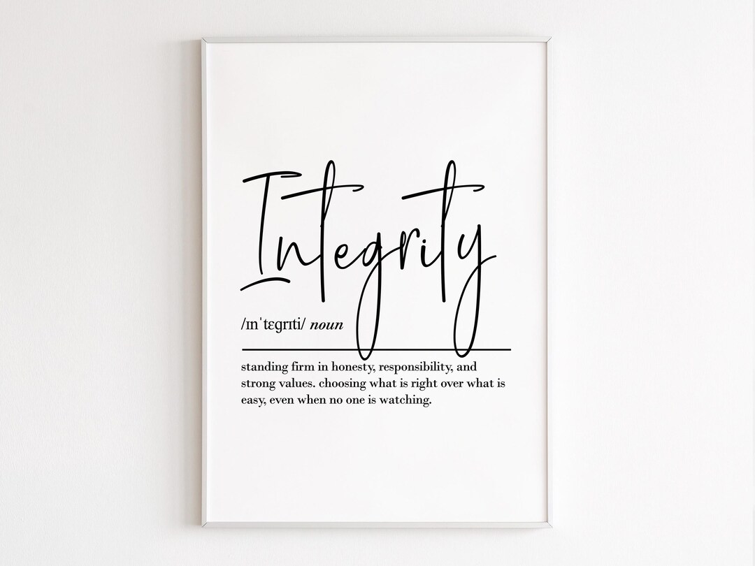 Integrity Definition, Printable Wall Art, Digital Download, Resilience ...