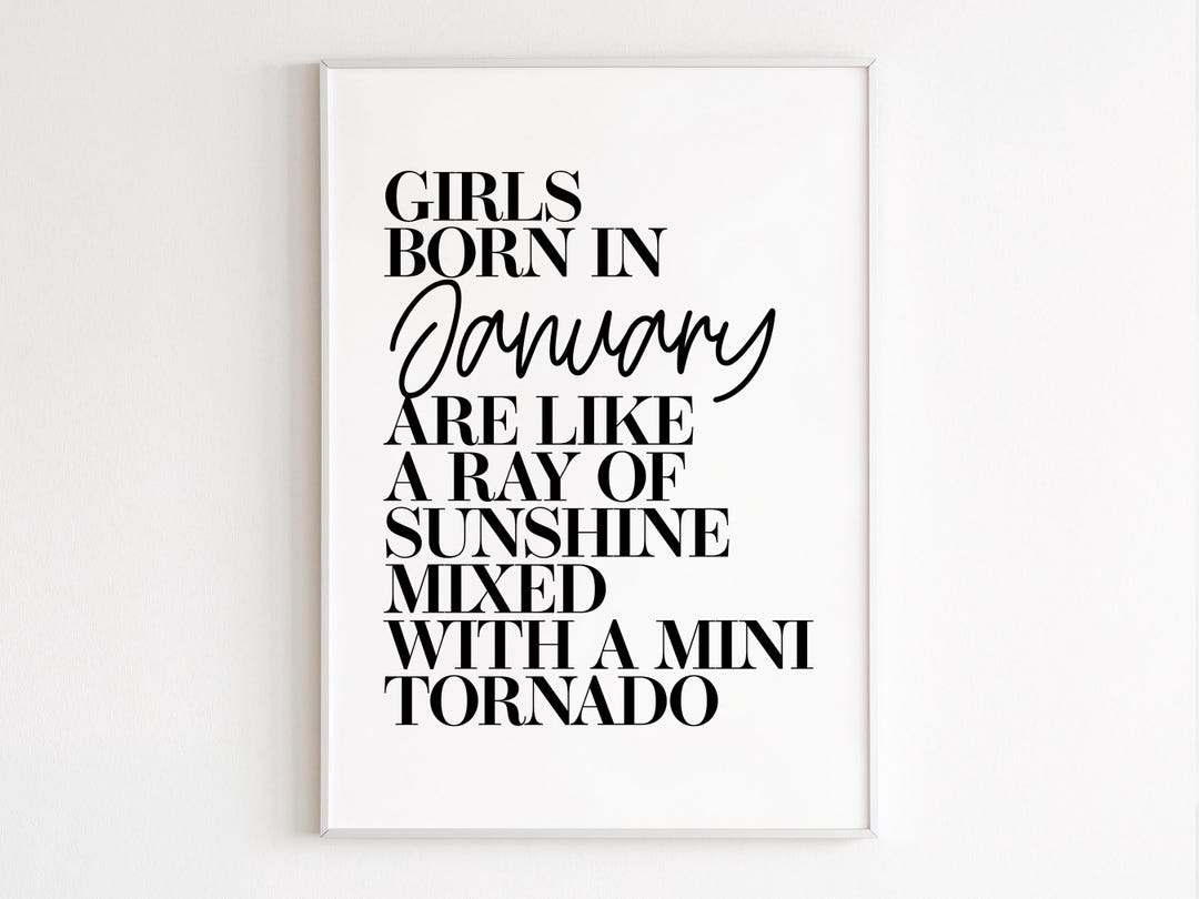 Girls Born in January, Printable Wall Art, Digital Download, Birthday ...