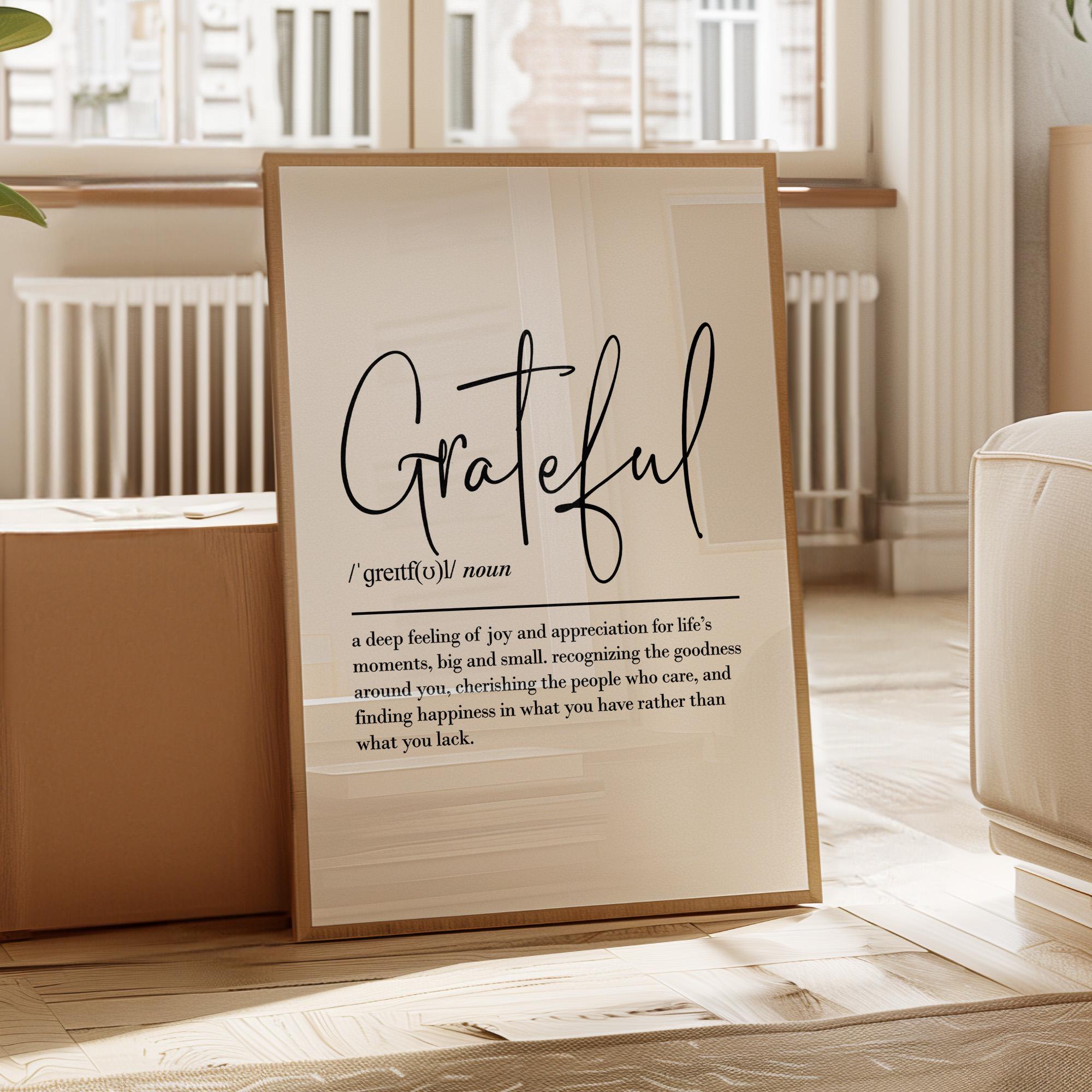 Grateful Definition, Printable Wall Art, Digital Download, Thank You ...