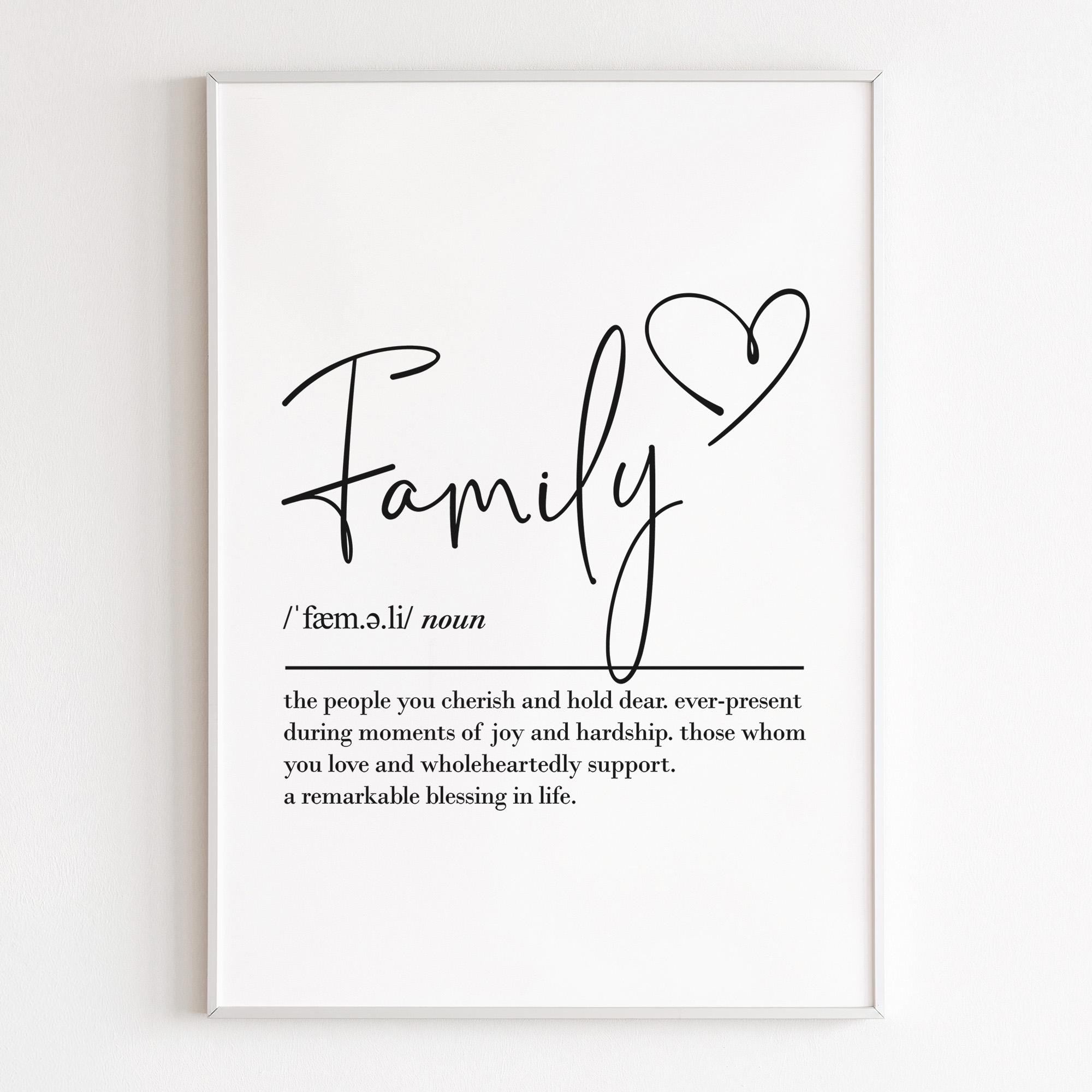 Family Definition, Printable Wall Art, Digital Download, Family Gifts ...