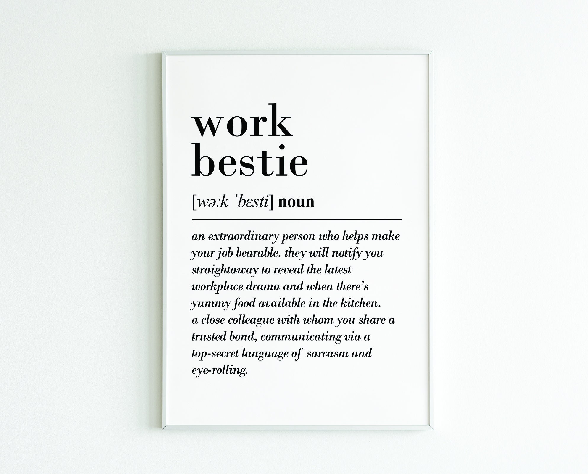 Work Bestie Definition, Printable Wall Art, Digital Download, Coworker ...