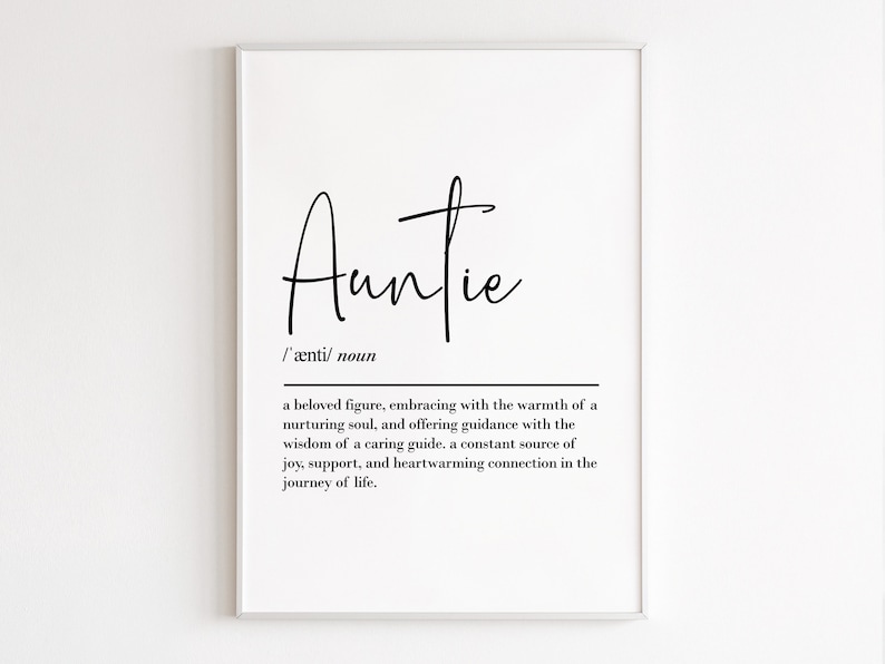 Auntie Definition, Printable Wall Art, Digital Download, Auntie Gift ...