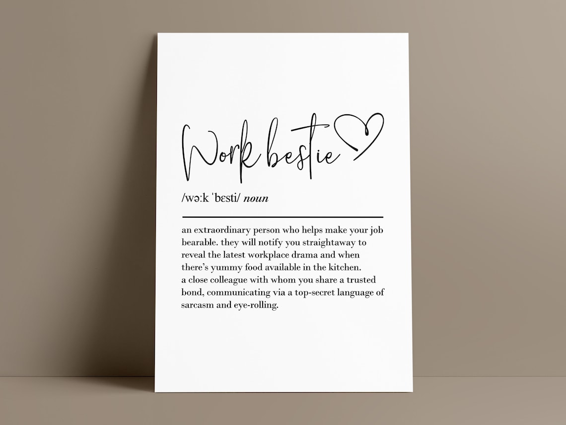 Work Bestie Definition, Printable Wall Art, Digital Download, Coworker ...
