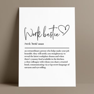 Work Bestie Definition, Printable Wall Art, Digital Download, Coworker ...