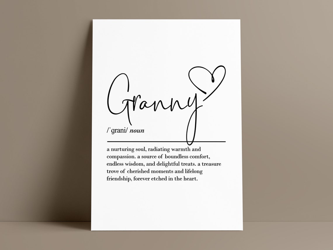 Granny Definition, Printable Wall Art, Digital Download, Granny Gift ...