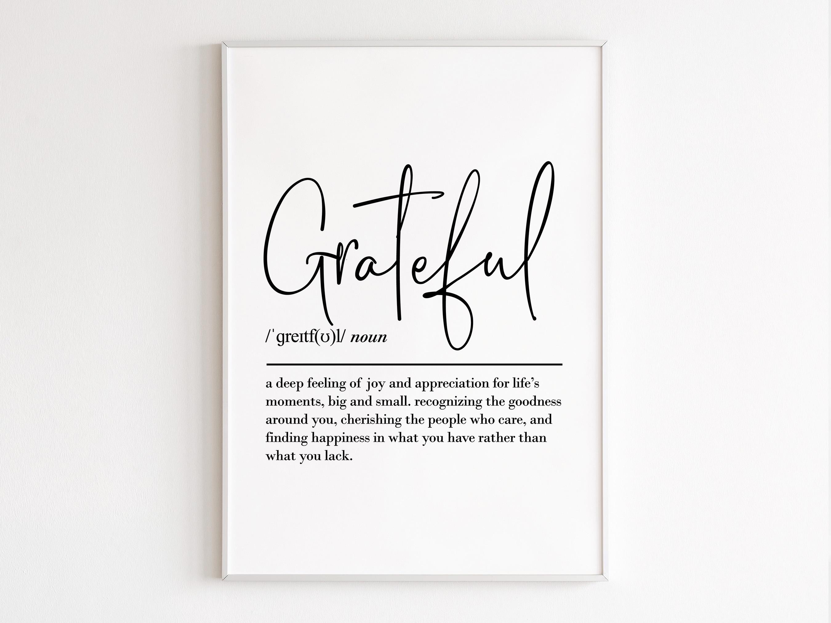 Grateful Definition, Printable Wall Art, Digital Download, Thank You ...
