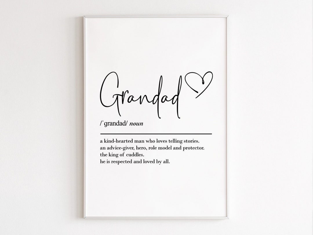 Grandad Definition, Printable Wall Art, Digital Download, Grandad Gift ...