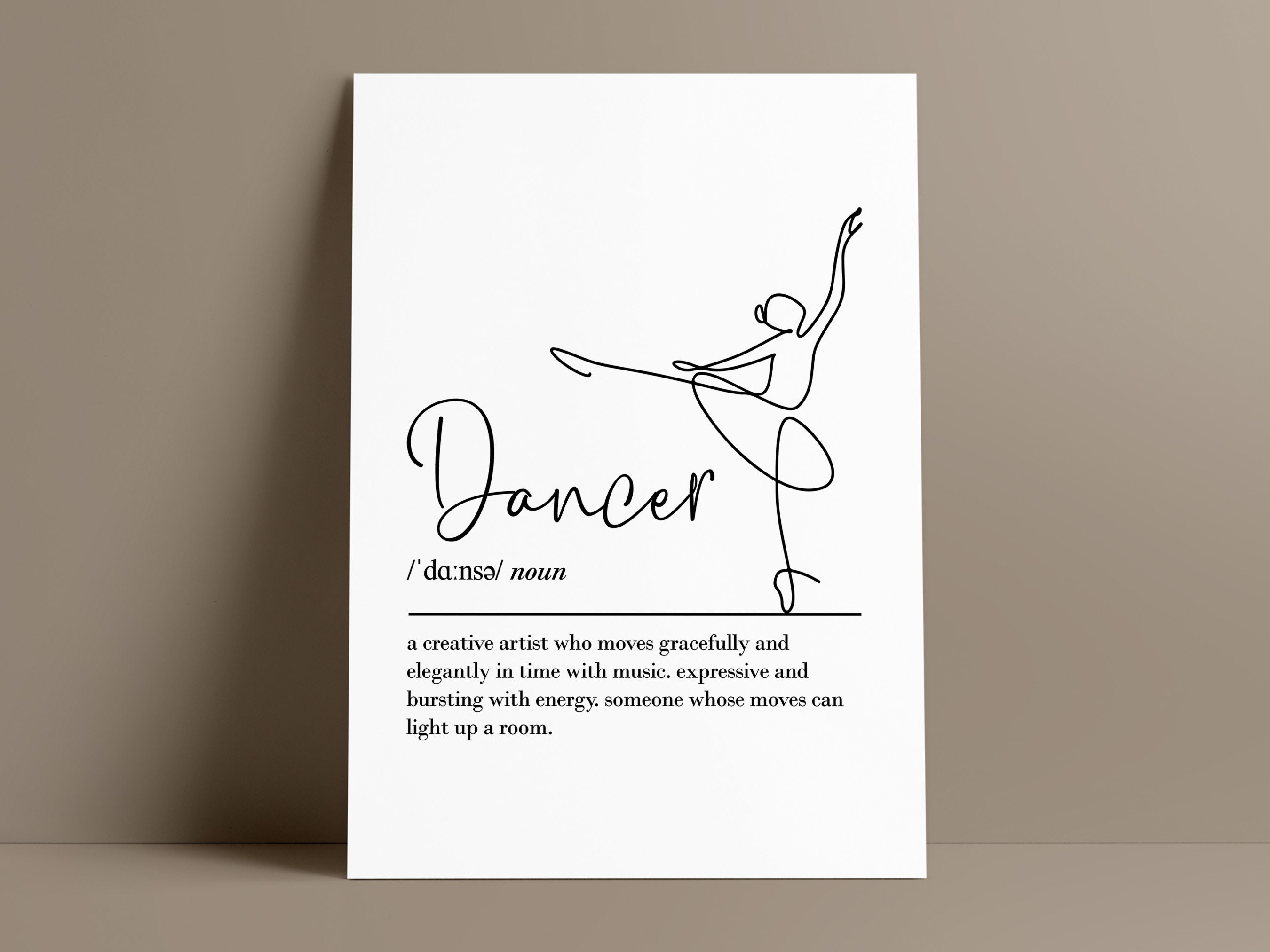 Dancer Definition, Printable Wall Art, Digital Download, Dancer Gifts ...