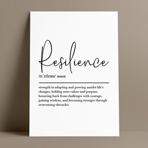 Resilience Definition, Printable Wall Art, Digital Download, Resilience ...