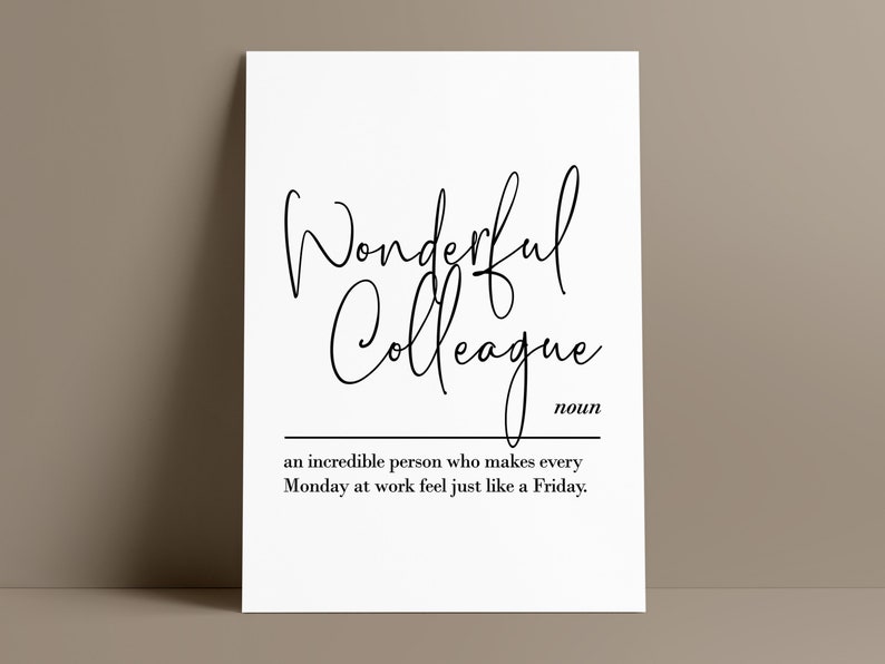 Wonderful Colleague Definition, Printable Wall Art, Digital Download ...