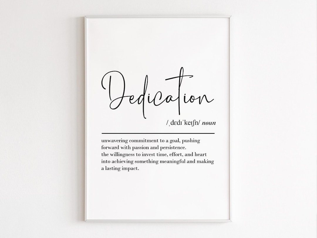 Dedication Definition, Printable Wall Art, Digital Download, Resilience ...