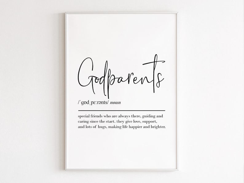 Godparents Definition, Printable Wall Art, Digital Download, Godparents ...