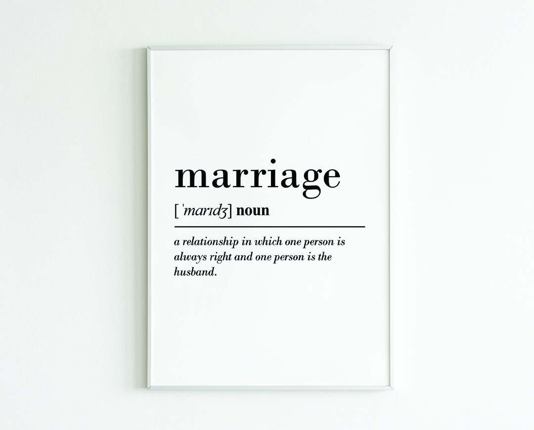 Marriage Definition, Printable Wall Art, Digital Download, Marriage ...