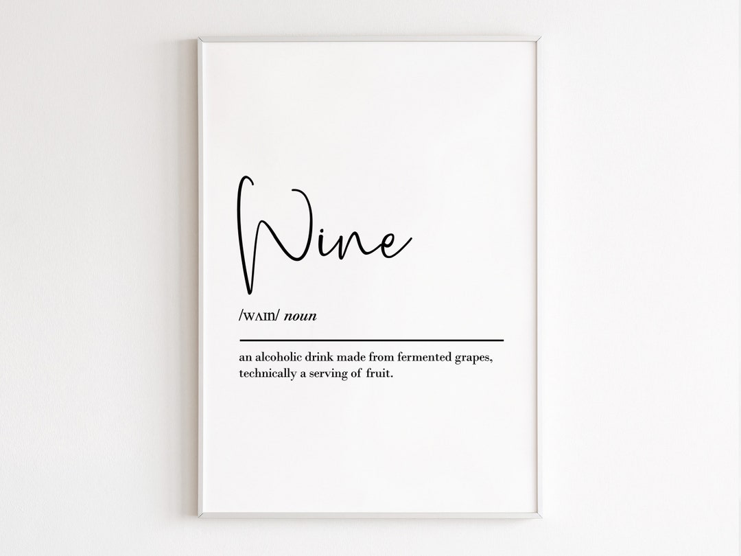 Wine Definition, Printable Wall Art, Digital Download, Wine Print, Wine ...