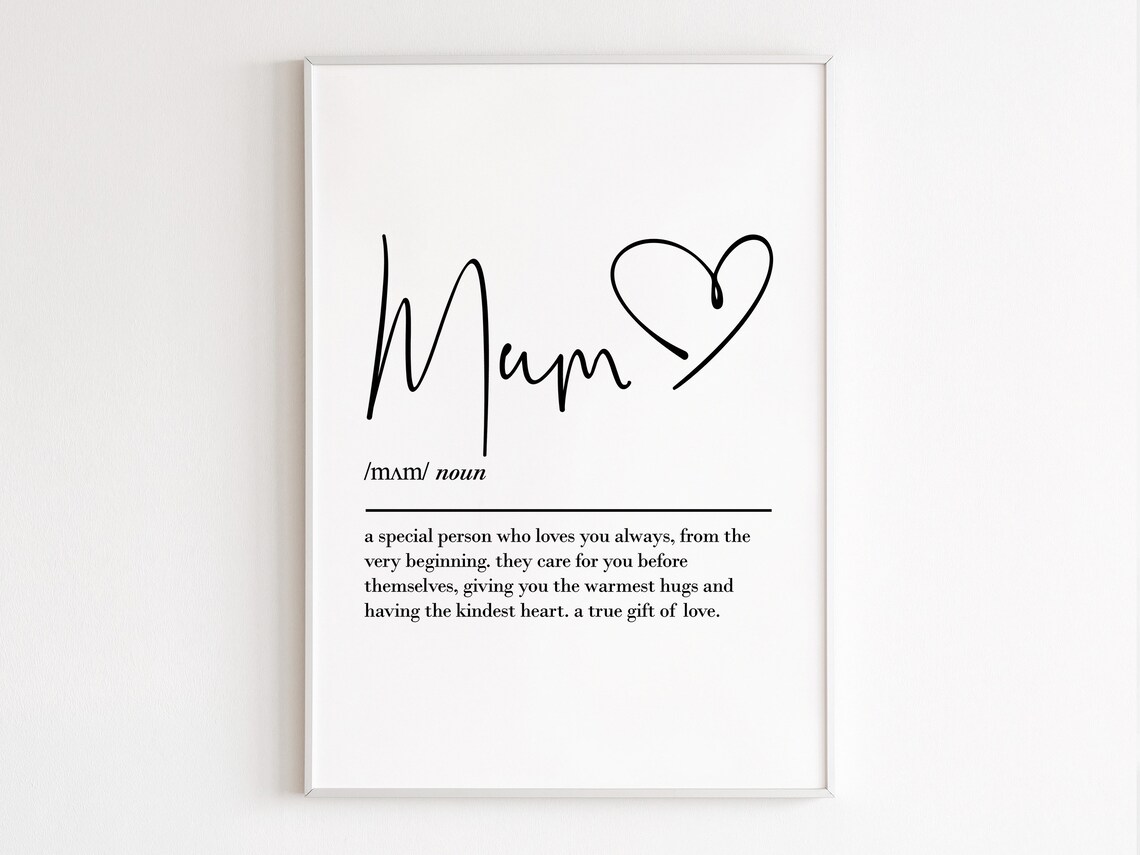 Mum Definition, Printable Wall Art, Digital Download, Mum Gift, Mum ...