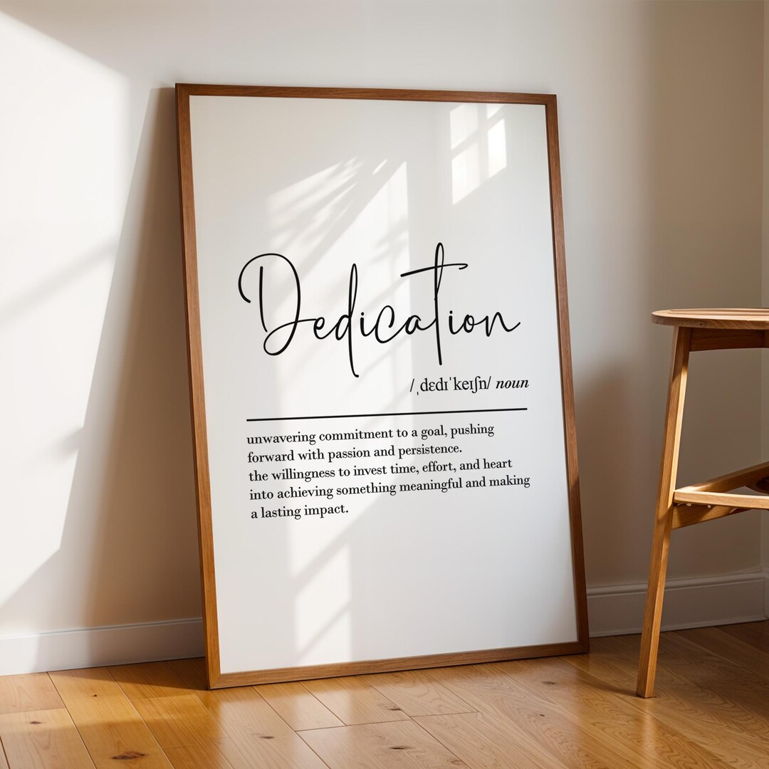 Dedication Definition, Printable Wall Art, Digital Download, Resilience ...