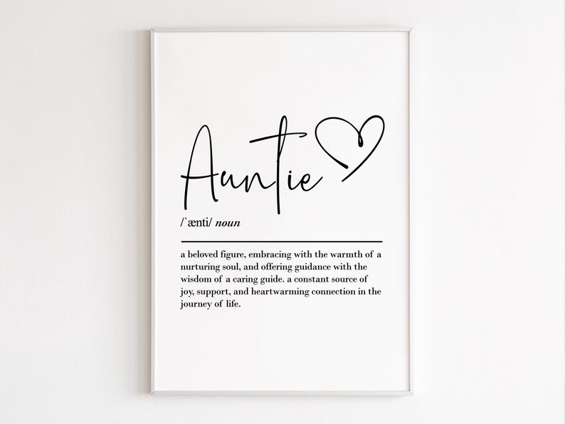 Auntie Definition, Printable Wall Art, Digital Download, Auntie Gift ...