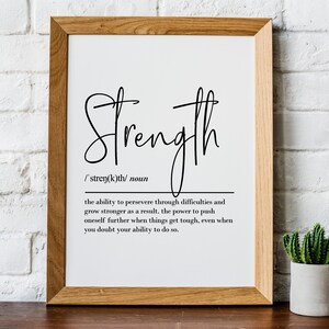 Strength Definition, Printable Wall Art, Digital Download ...