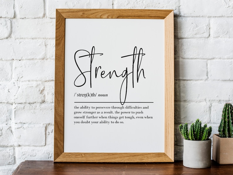 Strength Definition Printable Wall Art Digital Download - Etsy