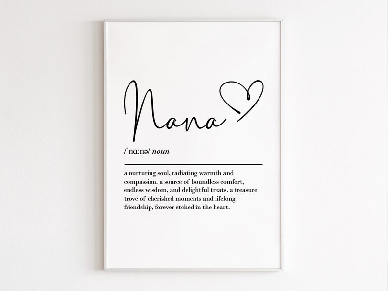 Nana Definition, Printable Wall Art, Digital Download, Nana Present ...
