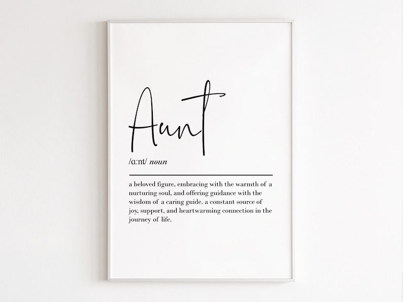 Aunt Definition, Printable Wall Art, Digital Download, Aunt Gift ...