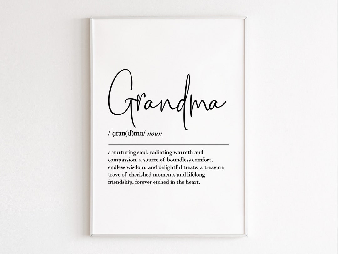 Grandma Definition, Printable Wall Art, Digital Download, Grandma ...