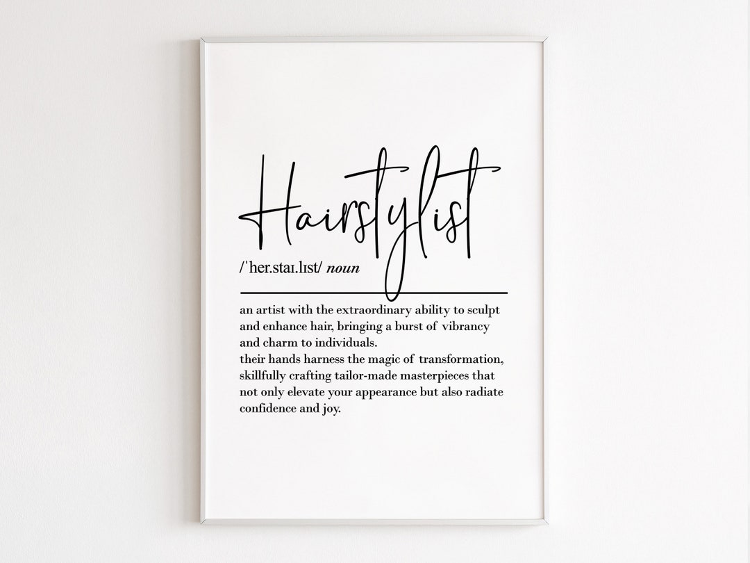 Hairstylist Definition, Printable Wall Art, Digital Download ...
