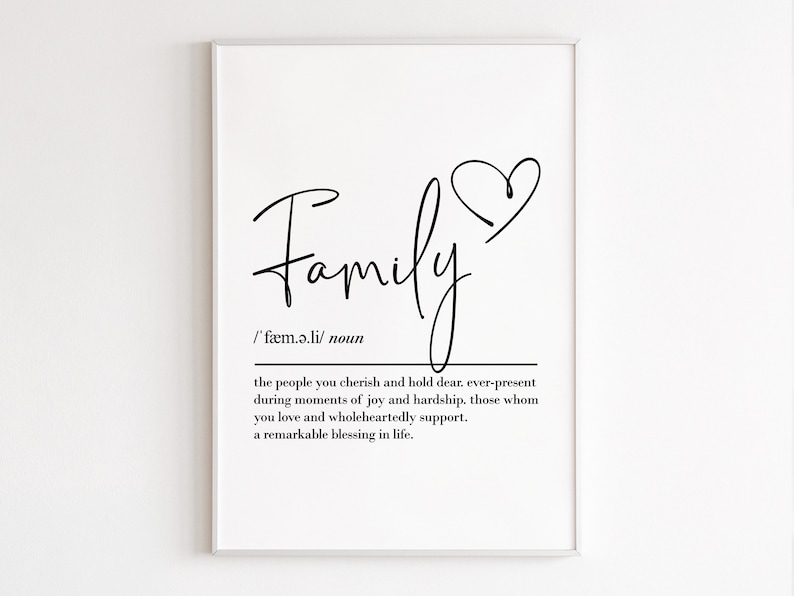 Family Definition, Printable Wall Art, Digital Download, Family Gift ...