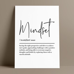 Mindset Definition, Printable Wall Art, Digital Download, Inspirational ...