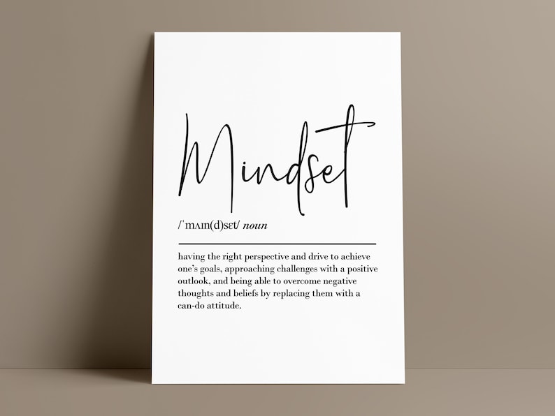 Mindset Definition, Printable Wall Art, Digital Download, Inspirational ...