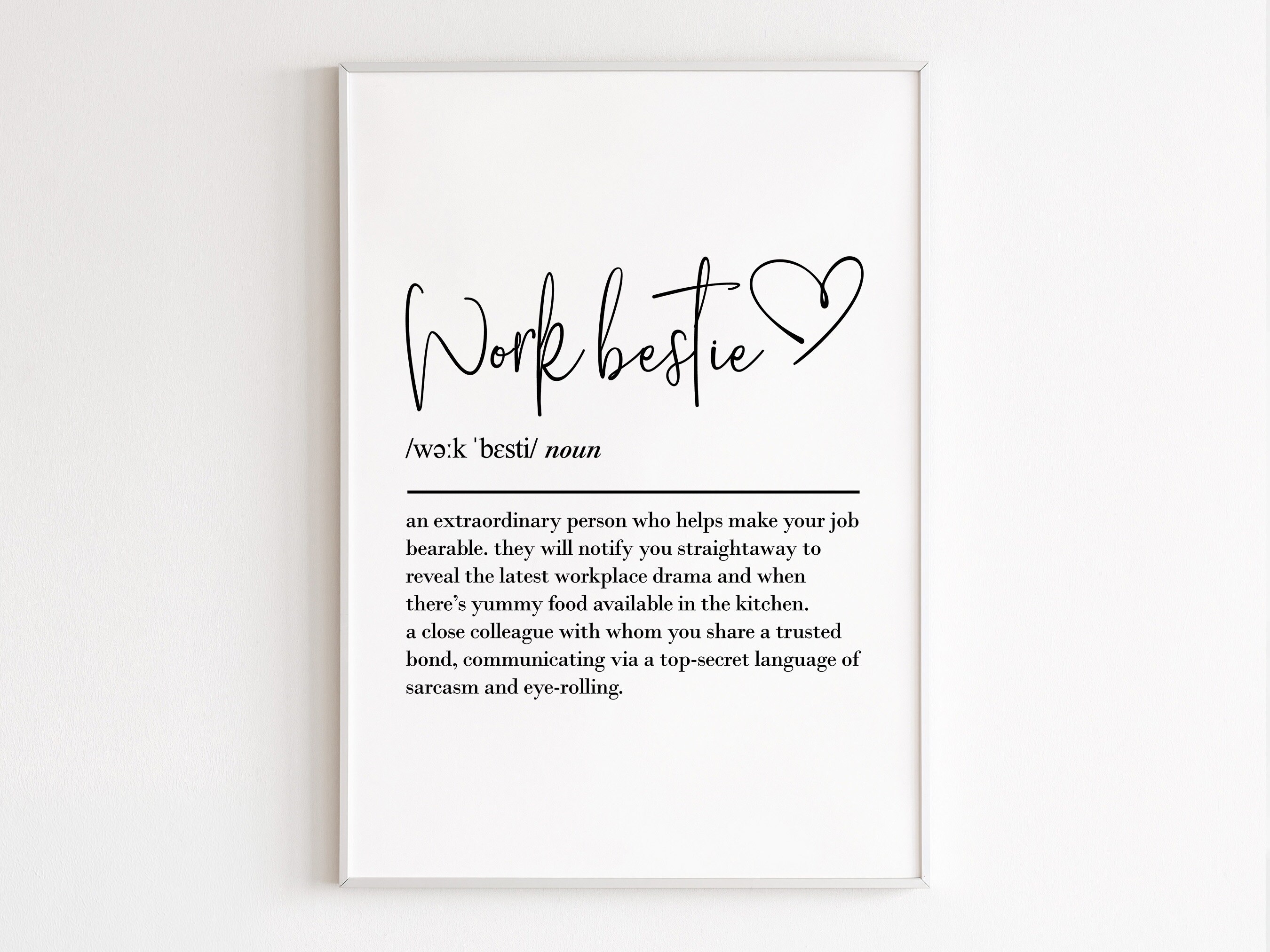 Work Bestie Definition, Printable Wall Art, Digital Download, Coworker ...