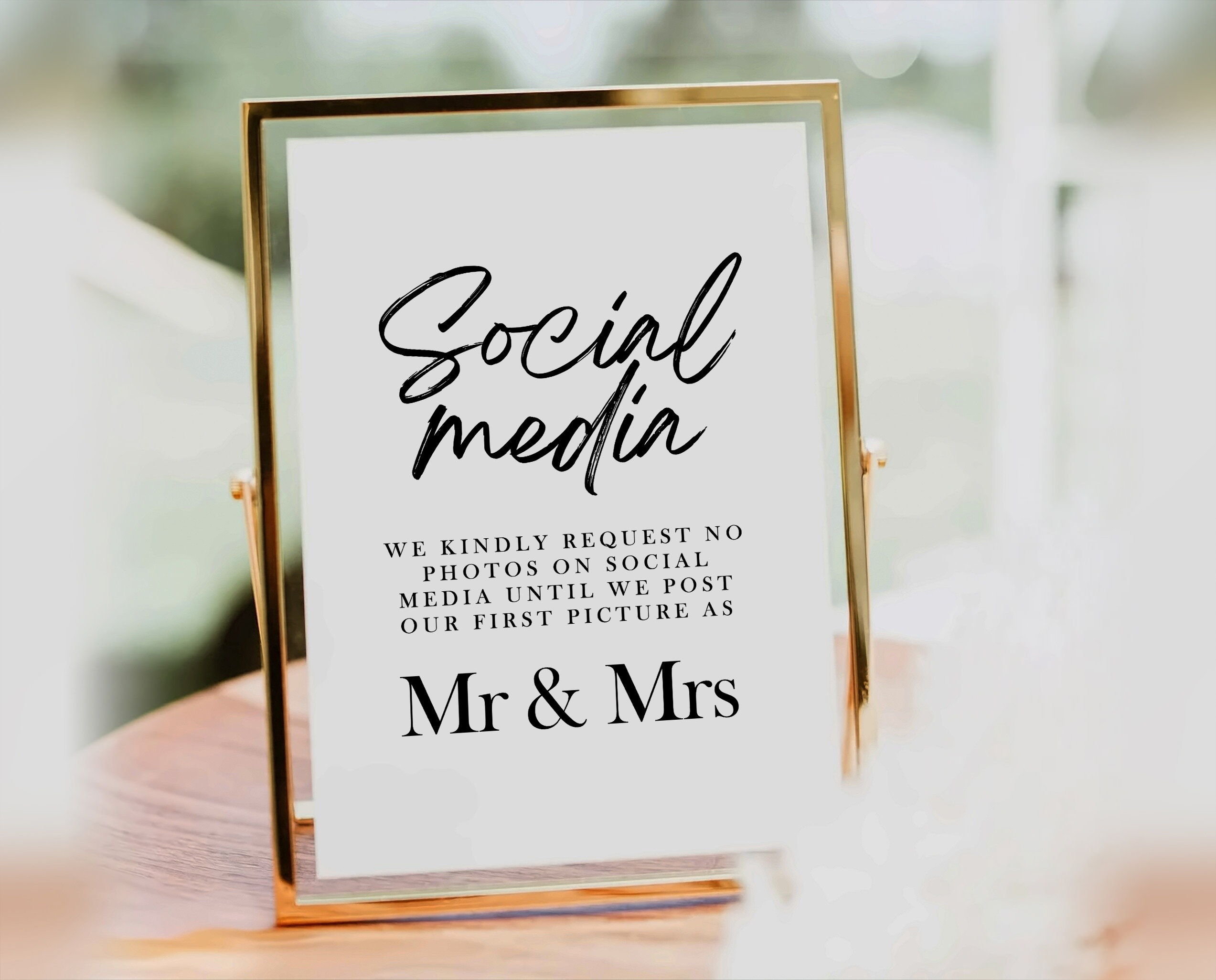 Social Media Wedding Sign, Printable Wall Art, Digital Download, Polite ...