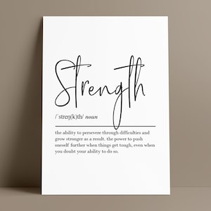 Strength Definition, Printable Wall Art, Digital Download ...